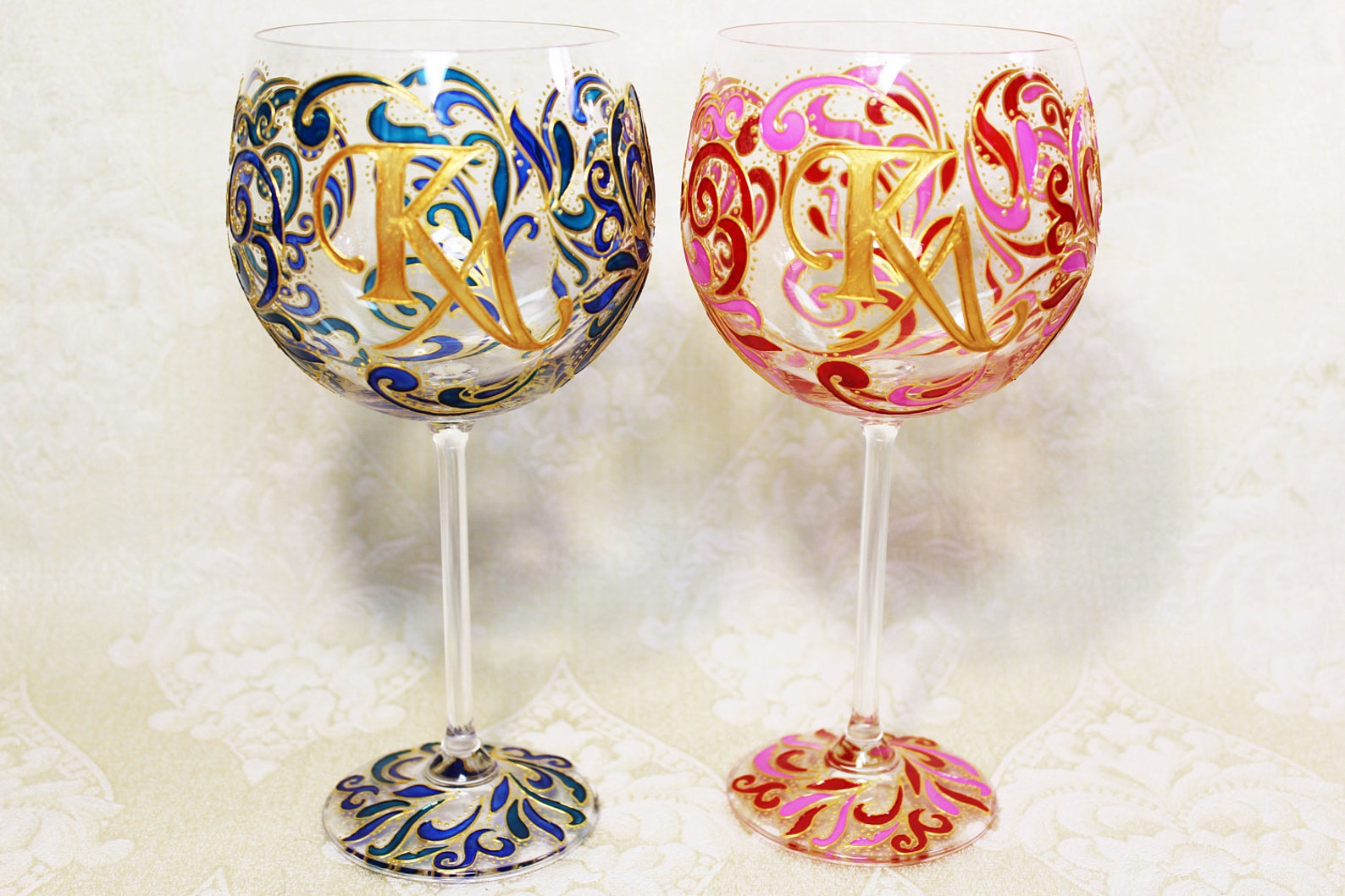 Funny Wine Wedding Glasses Personalized Engagement Blue and - Etsy