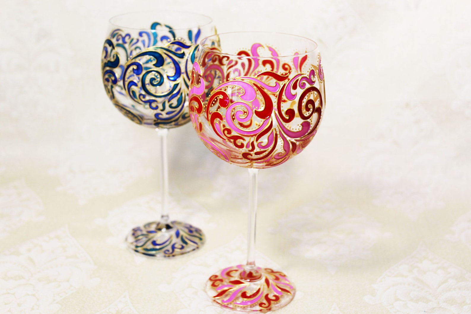 Funny Wine Wedding Glasses Personalized Engagement Blue and - Etsy
