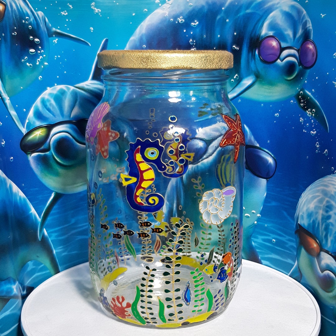 Sea Coin Bank Personalized. Hand Painted Sea Bottom Coin Bank. - Etsy