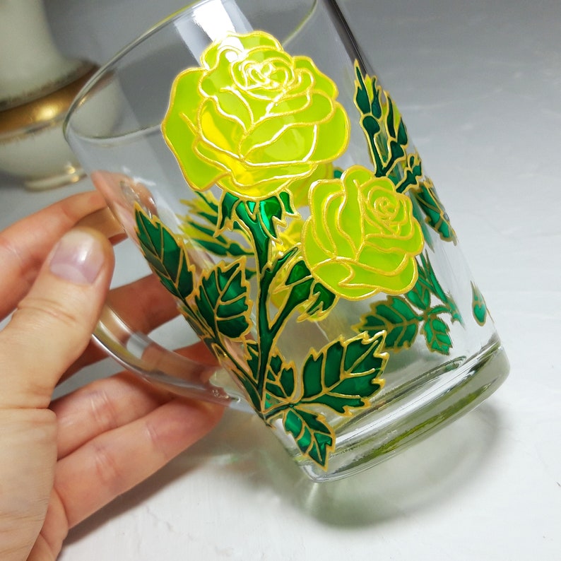 Floral Mug Yellow Roses Unique Coffee Cute Gift Funny Cup - Etsy