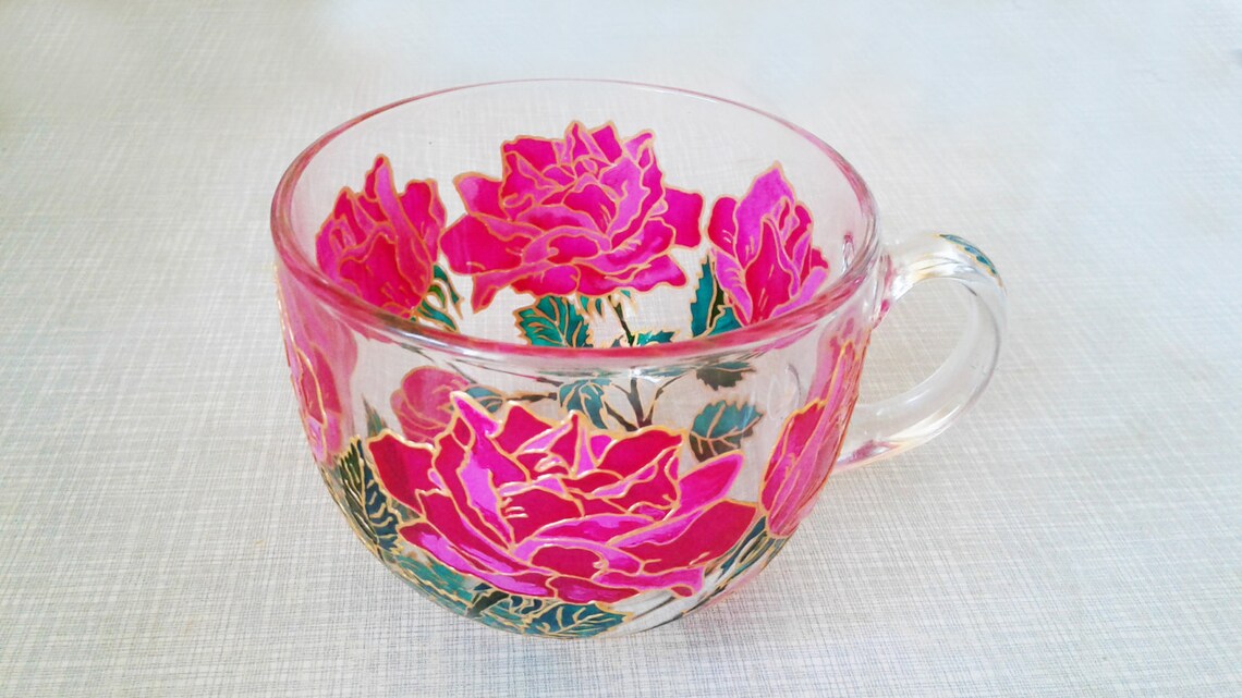 Pink Roses Unique Big Mug Gifts for Women Hand Painted - Etsy