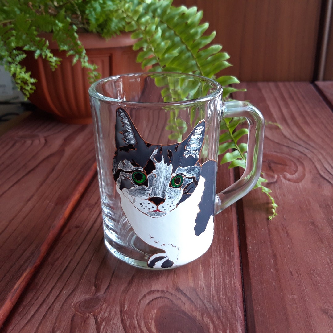 Hand Painted Cat Coffee Mug Portrait From Photo. Original Painting ...