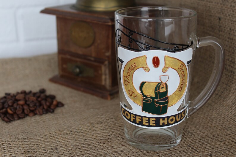 Custom Logo Order Painted Glass Coffee mug. Personalized | Etsy