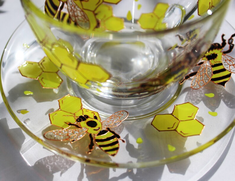 Bee Tea Cup and Saucer Set Personalized Birthday Gift Tea Set - Etsy