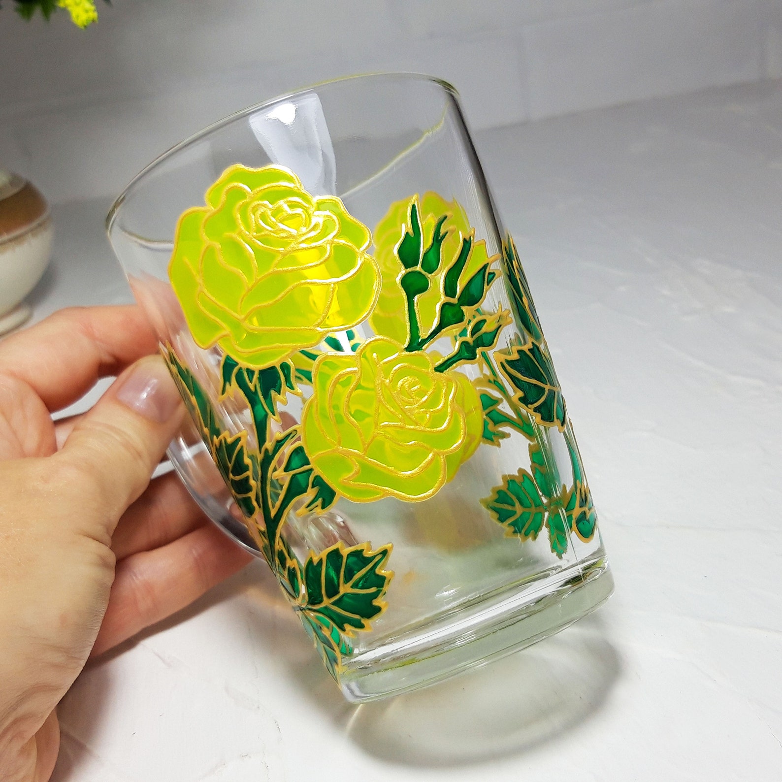Floral Mug Yellow Roses Unique Coffee Cute Gift Funny Cup - Etsy