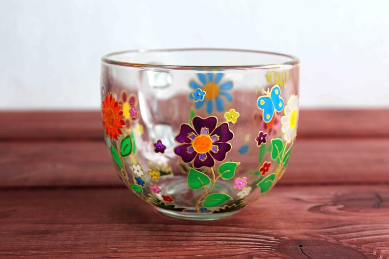 Spring Flowers Big Mugs Personalized Glass, Handpainted Gifts for ...