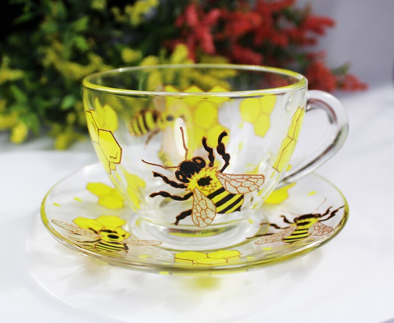 Bee Tea Cup and Saucer Set Personalized Birthday Gift Tea Set - Etsy