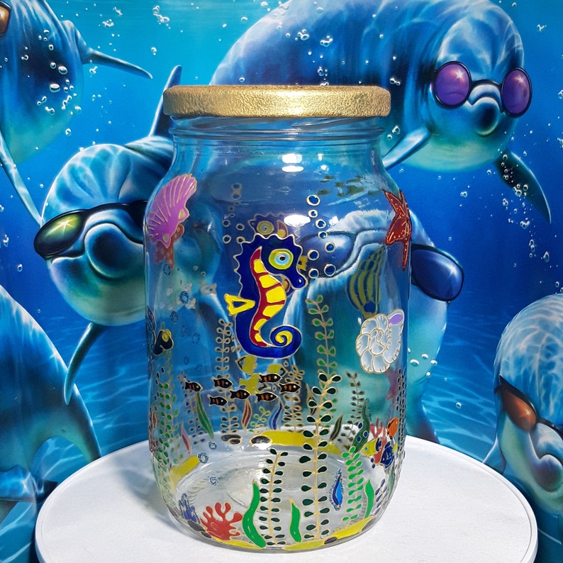 Sea Coin Bank Personalized. Hand Painted Sea Bottom Coin Bank. - Etsy