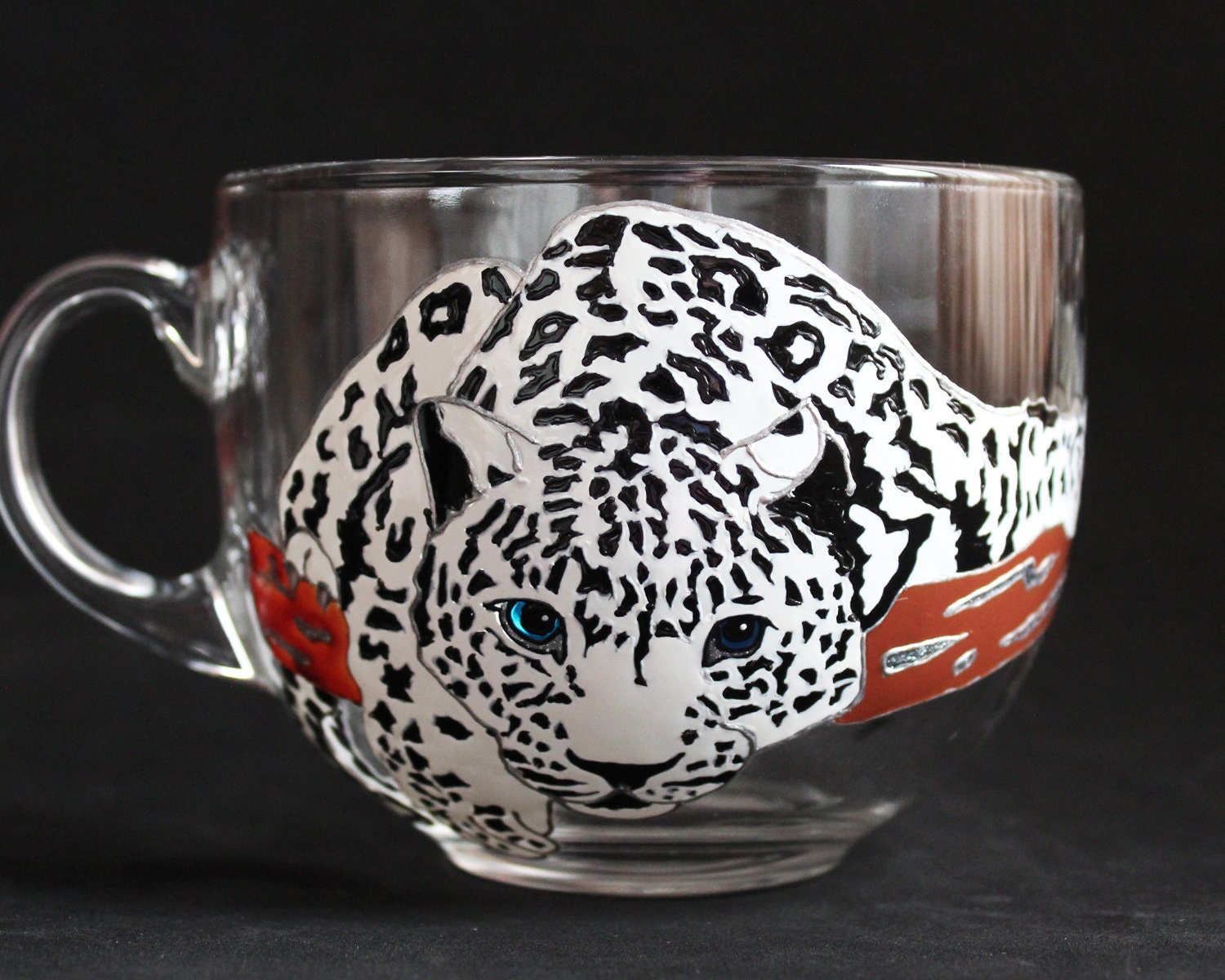 Snow Leopard Mug Personalized big coffee mug hand painted | Etsy