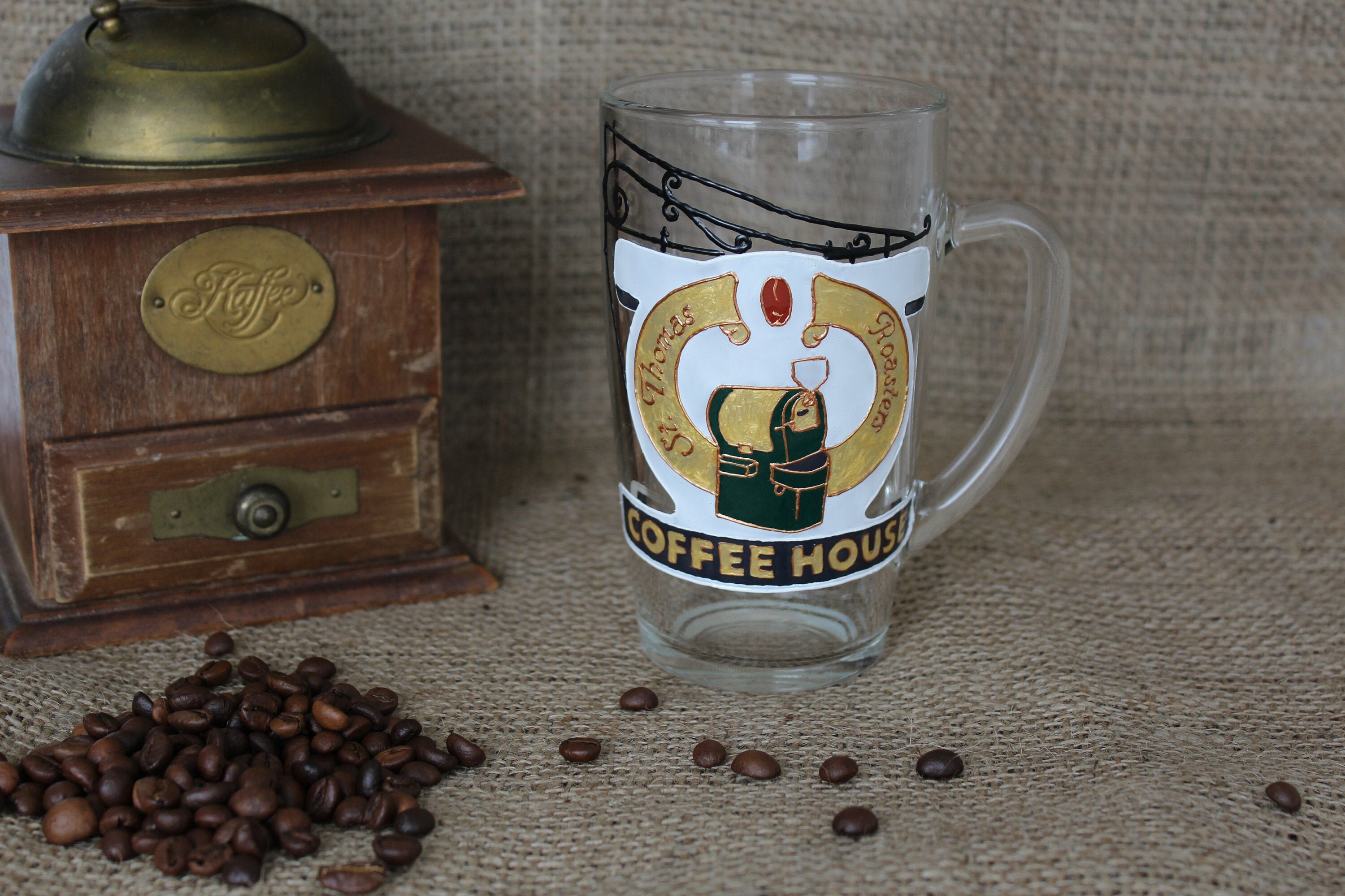 Custom Logo Order Painted Glass Coffee mug. Personalized | Etsy