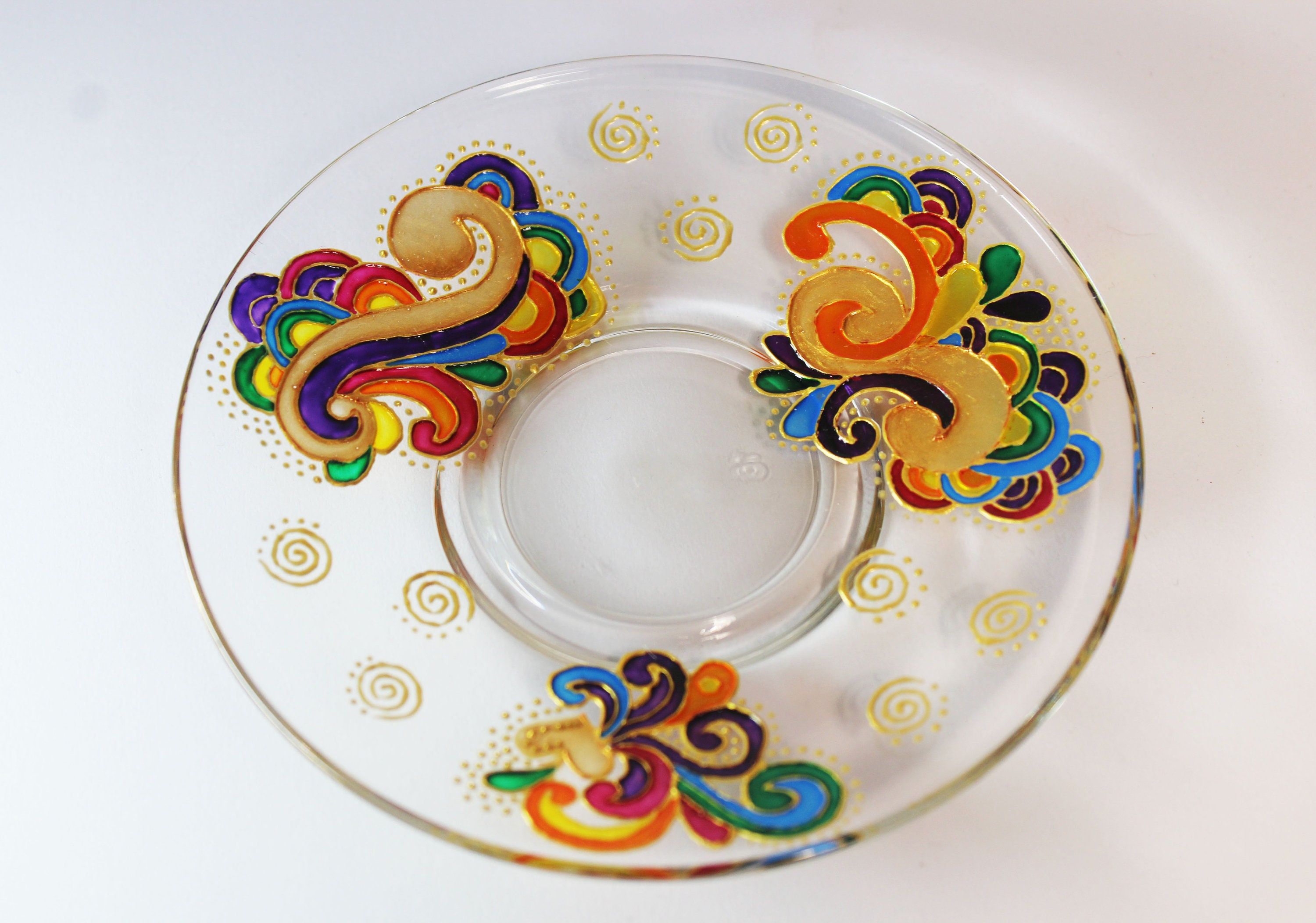 Handmade Glass Funny Tea Cup and Saucer Set Colorful Ornament | Etsy