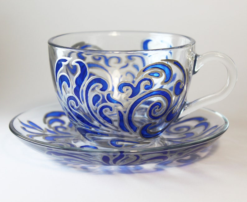 Hand Painted Cup and Saucer Set, Unique Coffee Cup, Personalized Gift ...