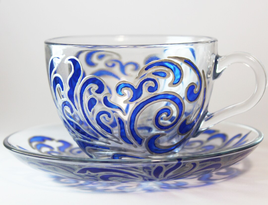 Hand Painted Cup and Saucer Set, Unique Coffee Cup, Personalized Gift ...