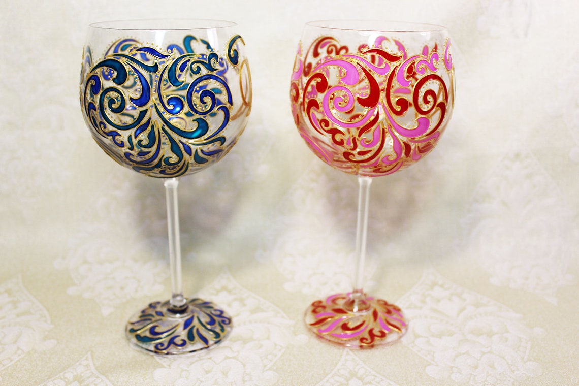 Funny Wine Wedding Glasses Personalized Engagement Blue and - Etsy