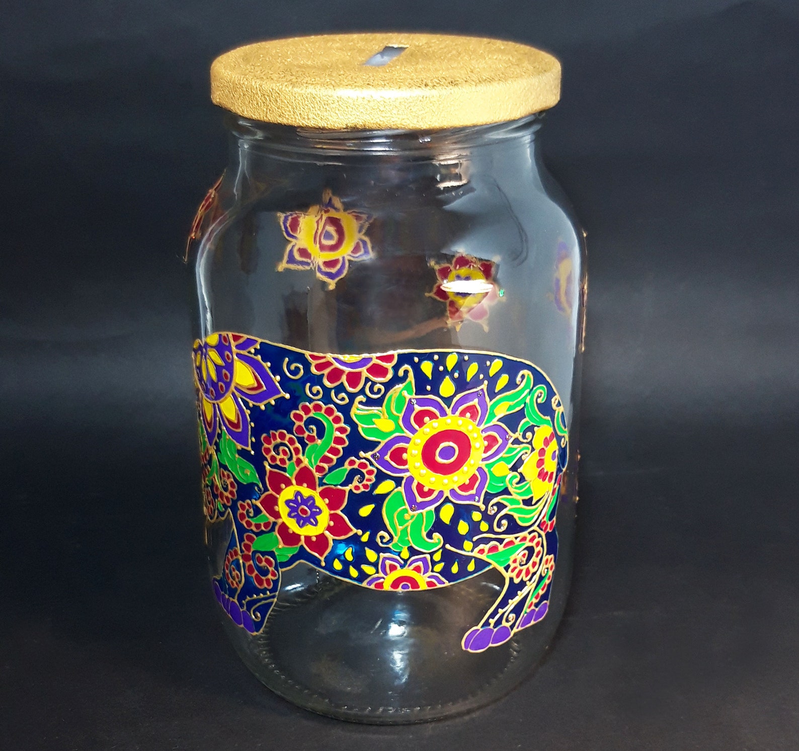 Glass Coin Bank Personalized. Hand Painted Hippo Animal Coin - Etsy