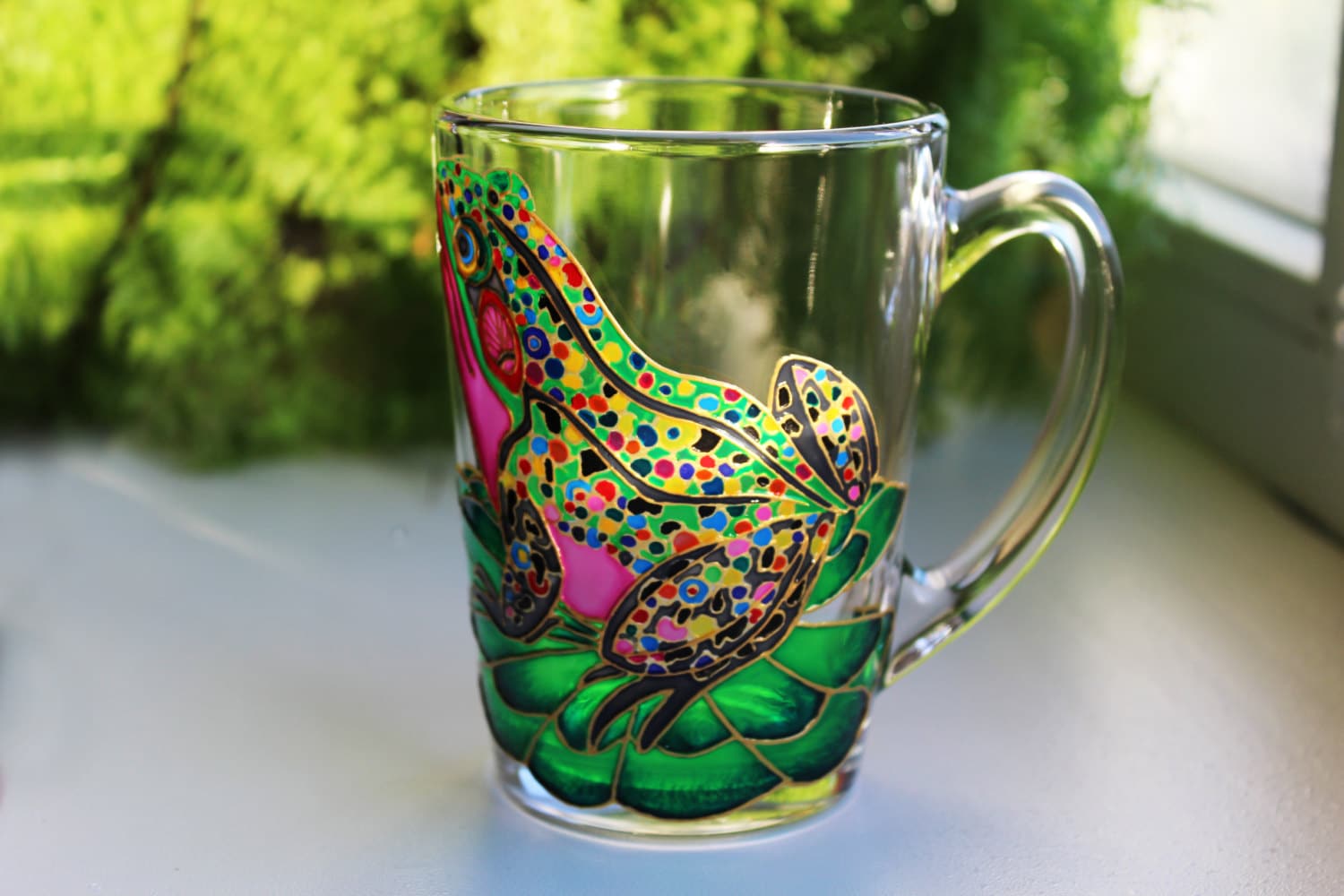 Frog Coffee Mug Personalized Hand Painted Pink Frog Glass Mug - Etsy UK
