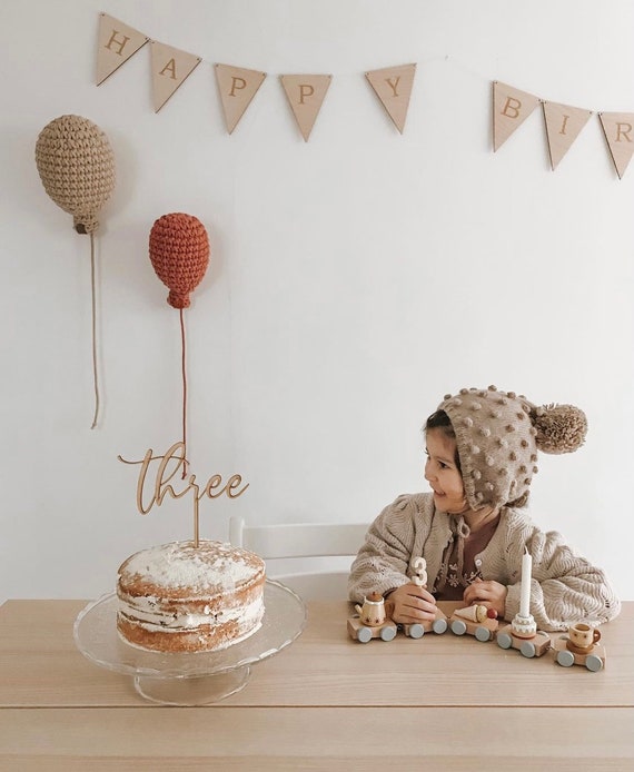 Three Cake Topper 3rd Birthday Cake Topper Wood Cake Topper | Etsy