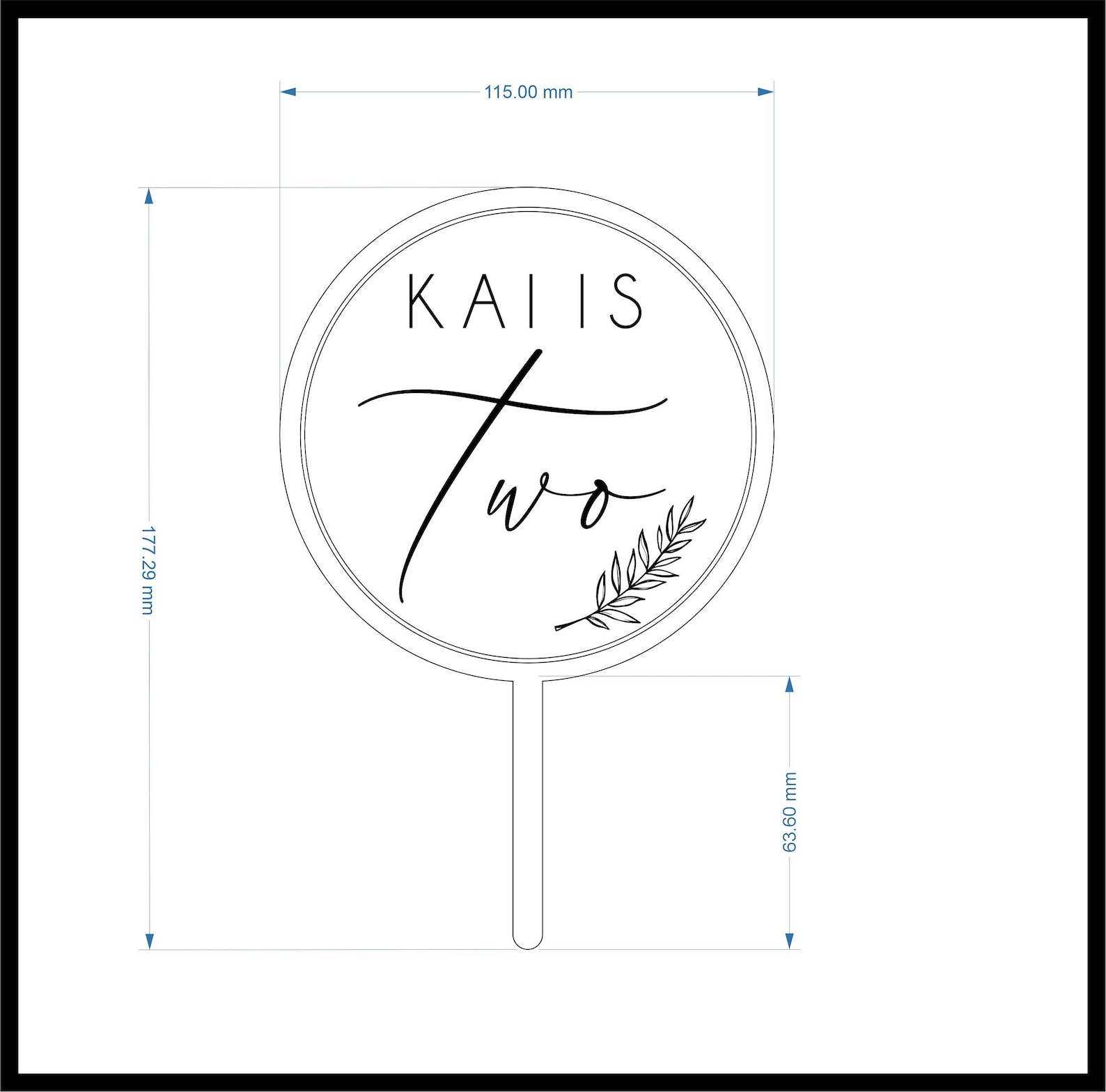 Two Cake Topper, 2nd Birthday Cake Topper, Wooden Cake Topper, Number ...