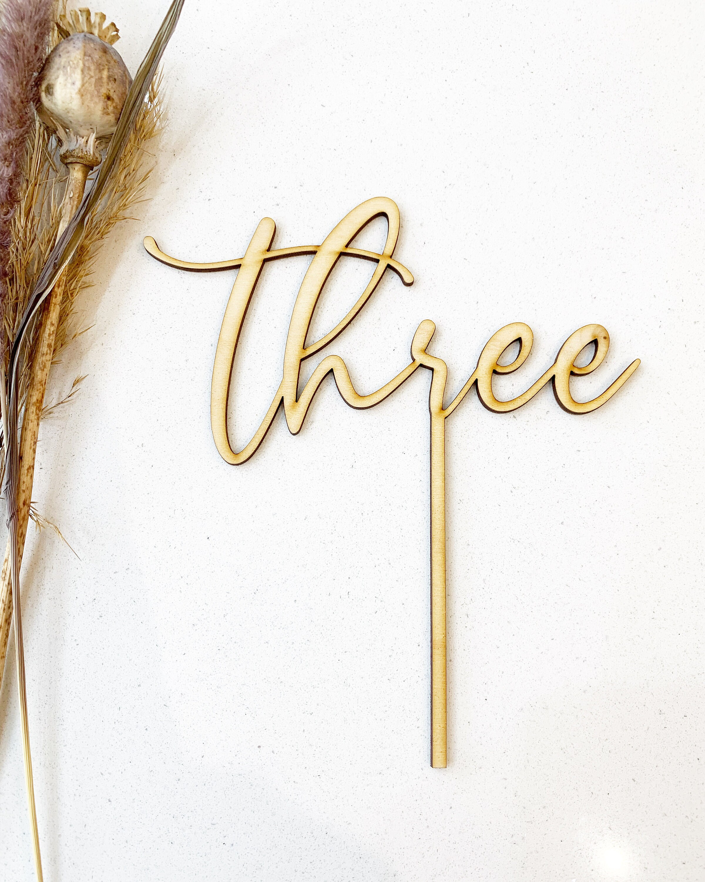 Three Cake Topper, 3rd Birthday Cake Topper, Wood Cake Topper, Number ...