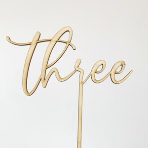 Three Cake Topper, 3rd Birthday Cake Topper, Wood Cake Topper, Number ...