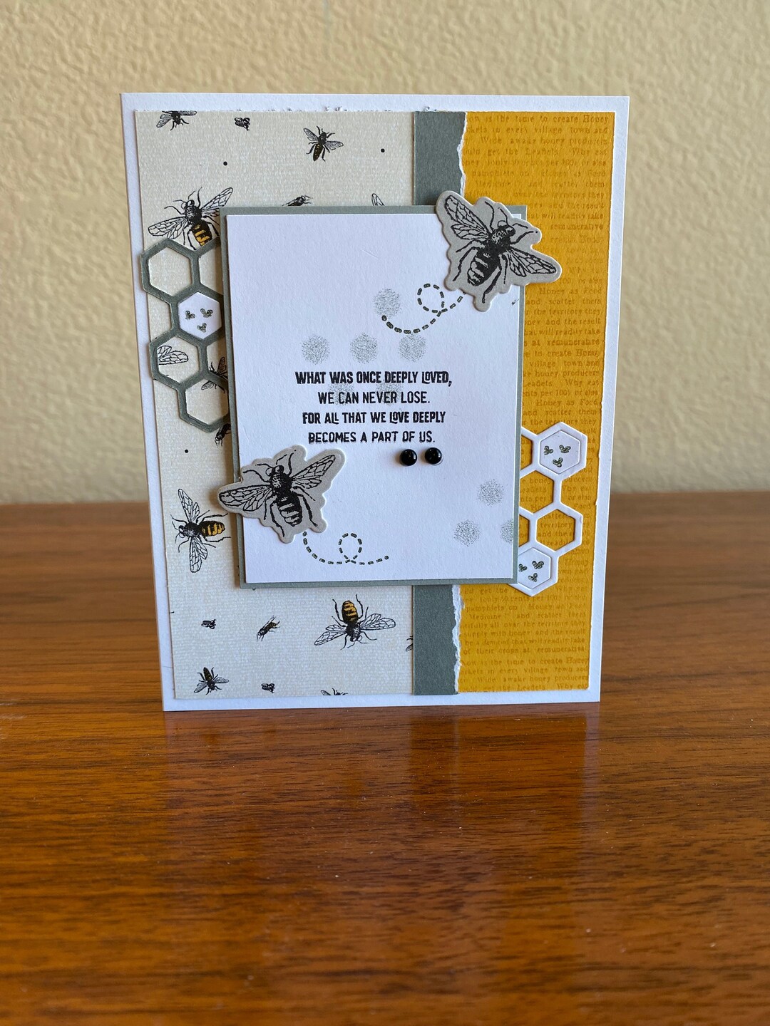 Homemade Bee Card; Love Bee Homemade Card; Bee Greeting Card; Love Bee ...