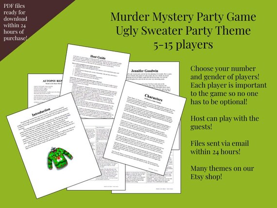 Ugly Sweater Party Murder Mystery Party Game Digital Files | Etsy