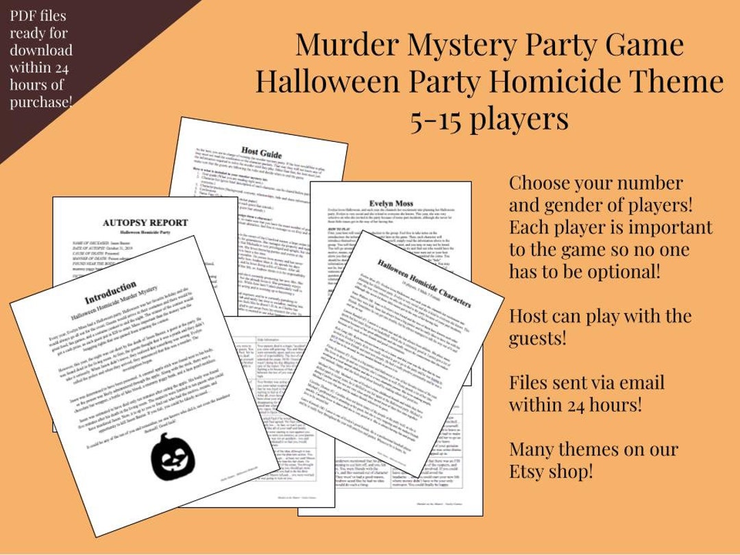 Halloween Party Homicide Murder Mystery Party Game Digital - Etsy