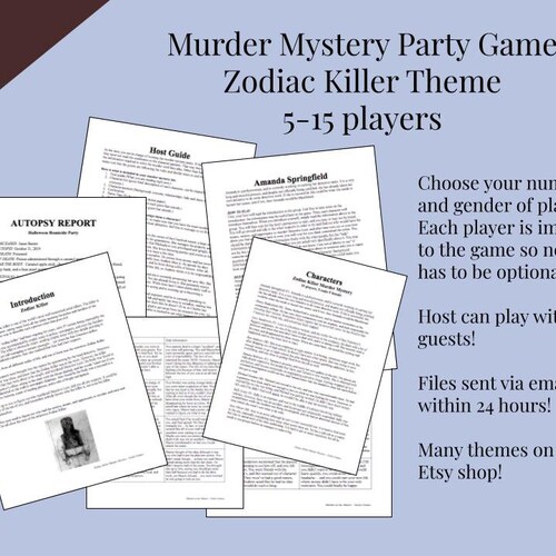 Zodiac Killer Murder Mystery Party Game Digital Files - Etsy Australia