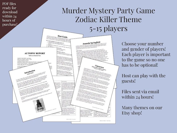 Zodiac Killer Murder Mystery Party Game Digital Files - Etsy
