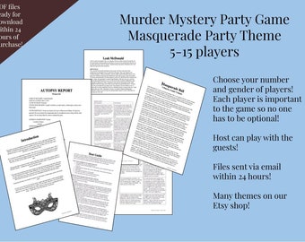 Murder Mystery Masquerade Party Invitation printable Digital - Etsy