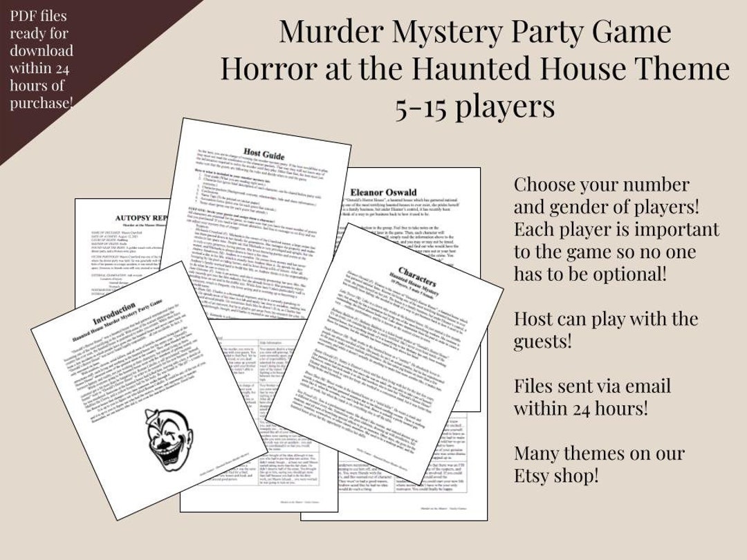Horror at the Haunted House Murder Mystery Party Game - Etsy