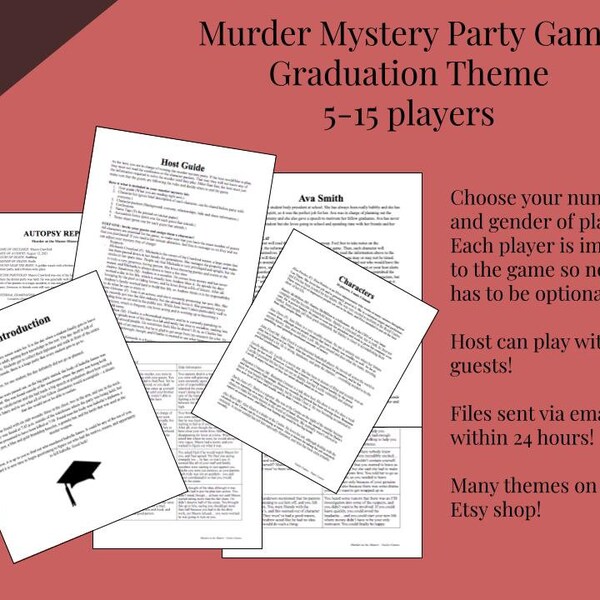 Graduation Murder Mystery Party Game - Etsy
