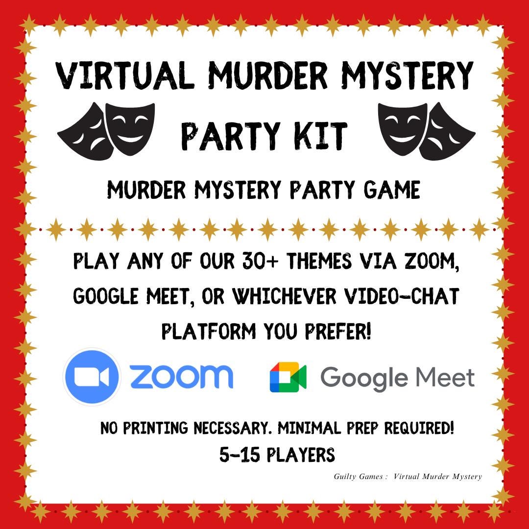 Virtual Murder Mystery Party Game With 30+ Themes to Choose From, Zoom ...