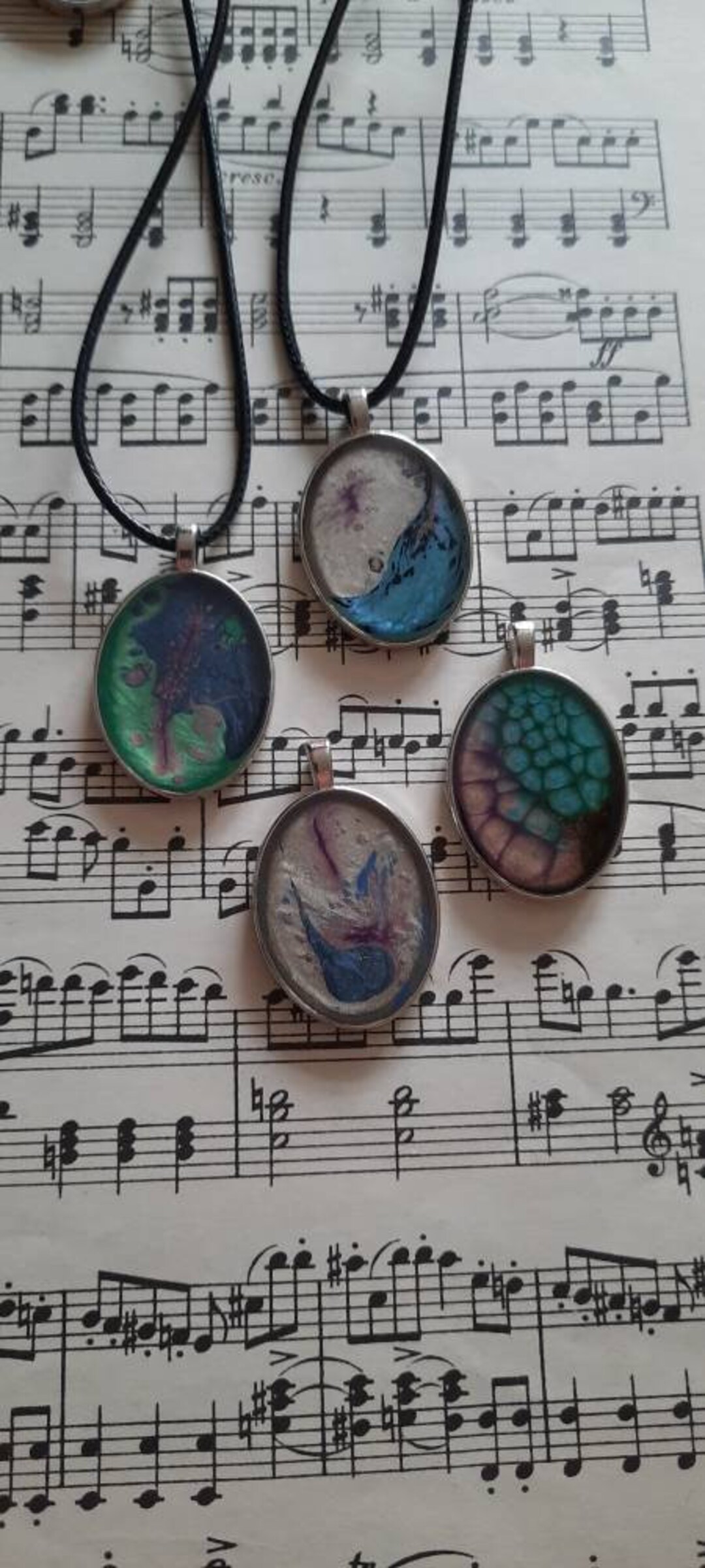 Abstract Art Pendant,fluid Art Pendant Oval Pendant,necklace,resin ...