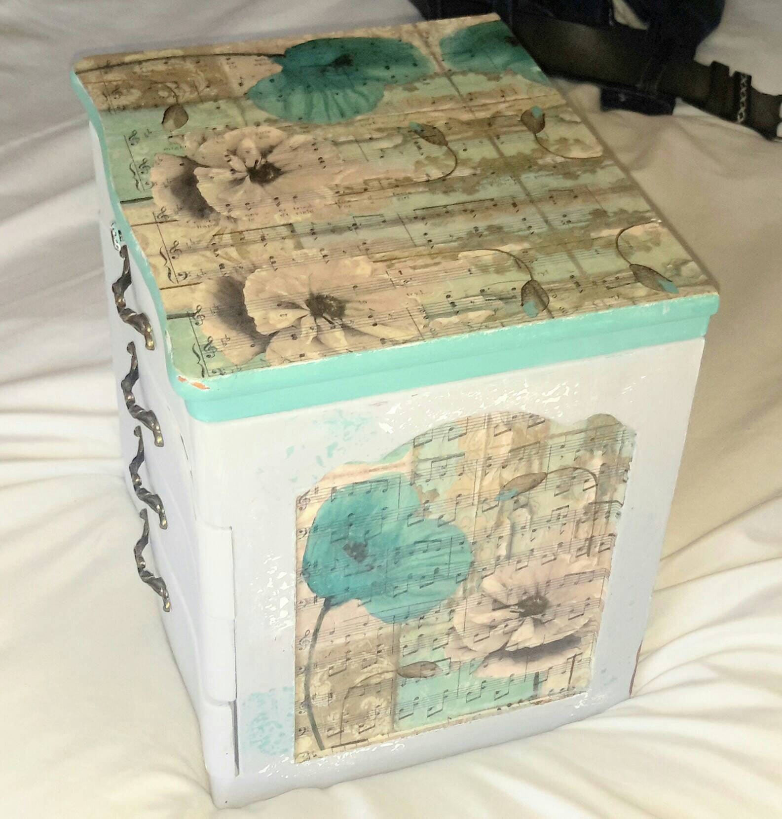 Shabby chic jewelry box.rustic turquoise jewelry chest,hand decorated ...