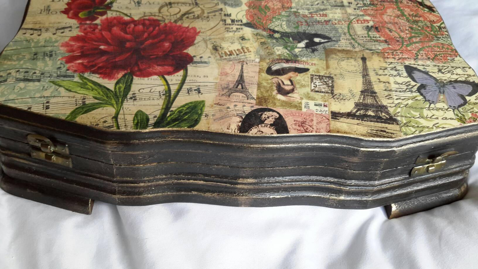 Antique large keepsake box,cutlery box upcycled.1870.Paris,french ...