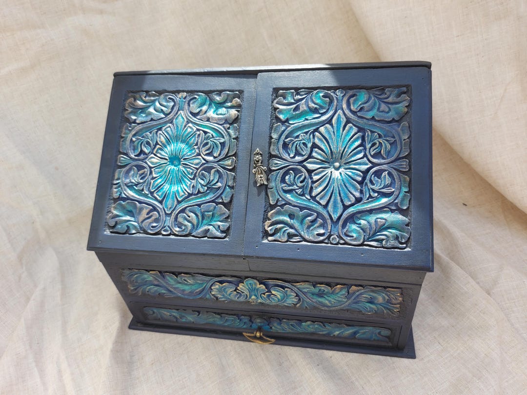 Large Antique Carved Writing Box Desk Top Stationary Box,document Box ...