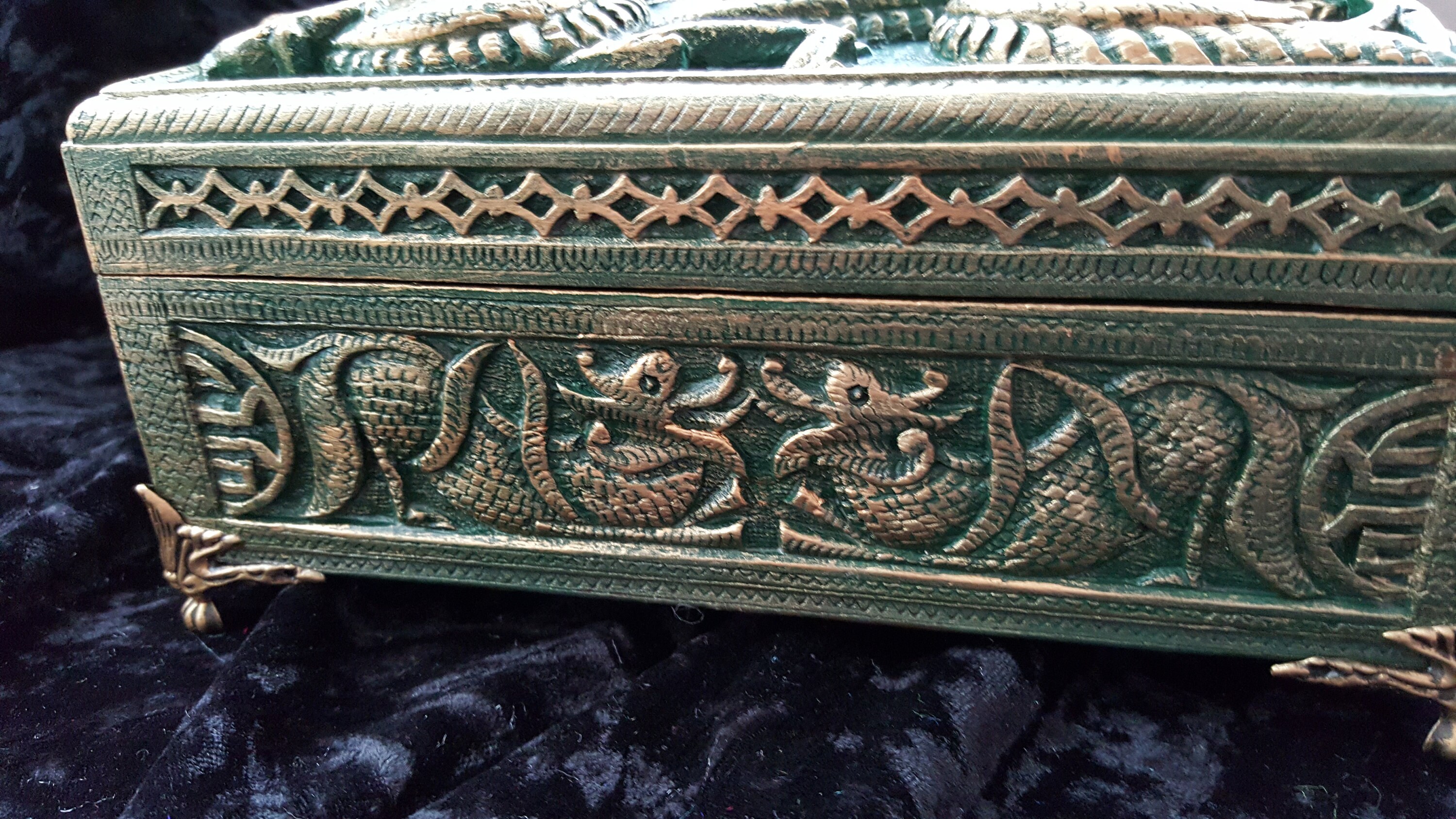 Oriental Dragon box.Antique jewelry box,circa 1880-1900,carved dragon ...