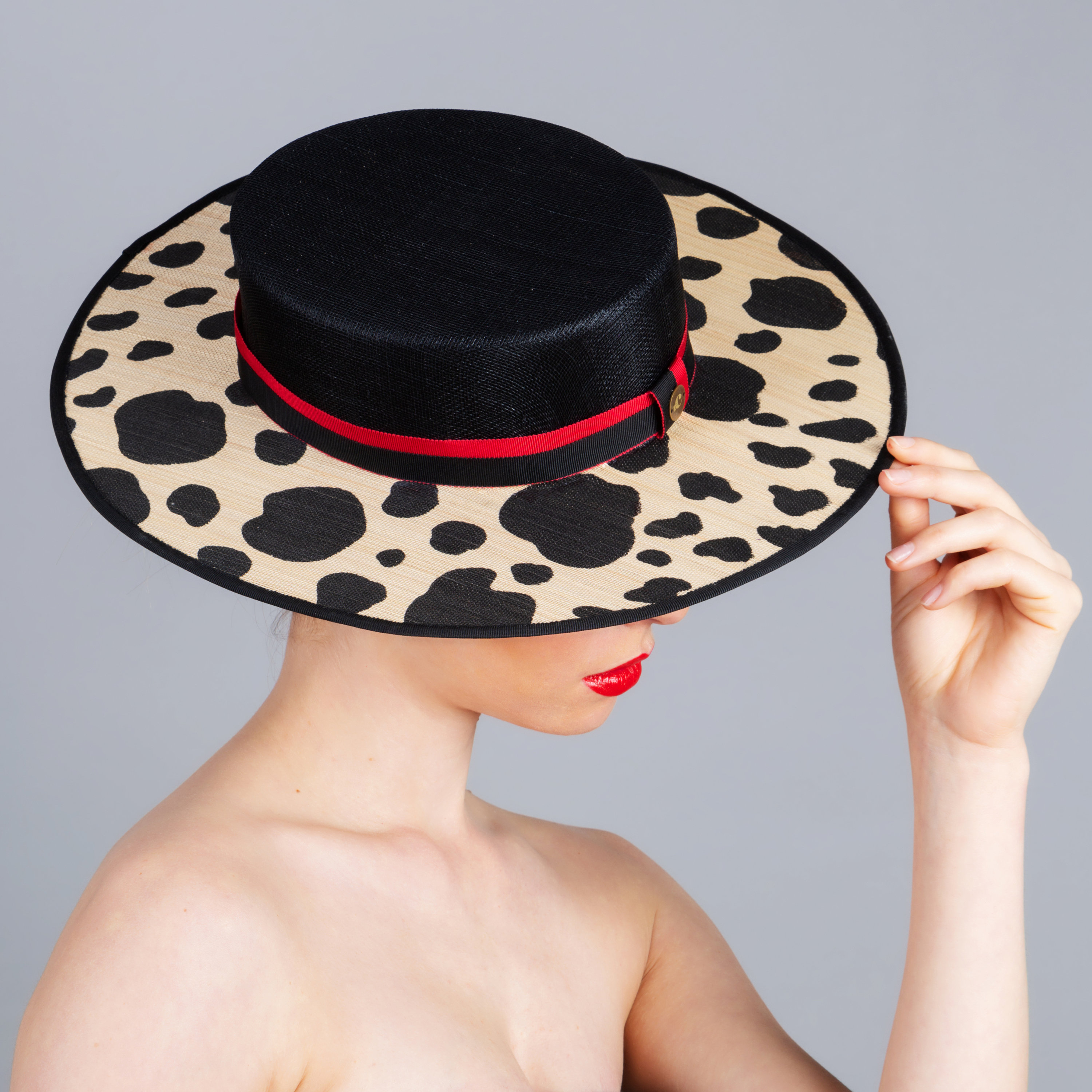 Gigi - Buntal Polka Dot Boater Hat in Natural and Black - Ideal for ...