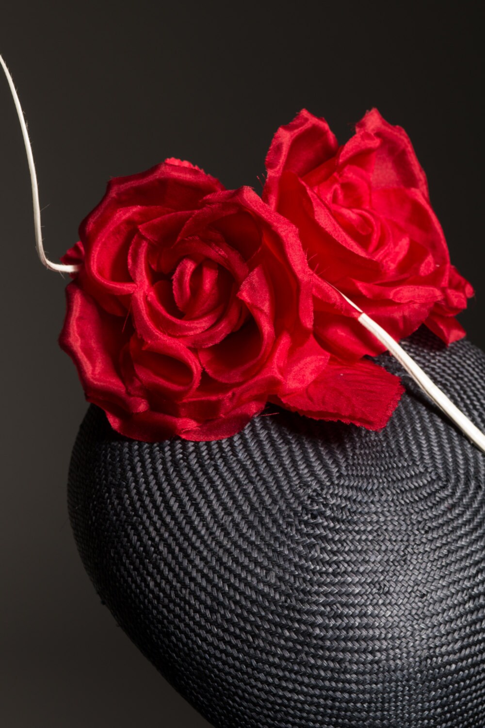 Bianca -navy Blue Parisisal Straw Teardrop Fascinator With Redrose ...