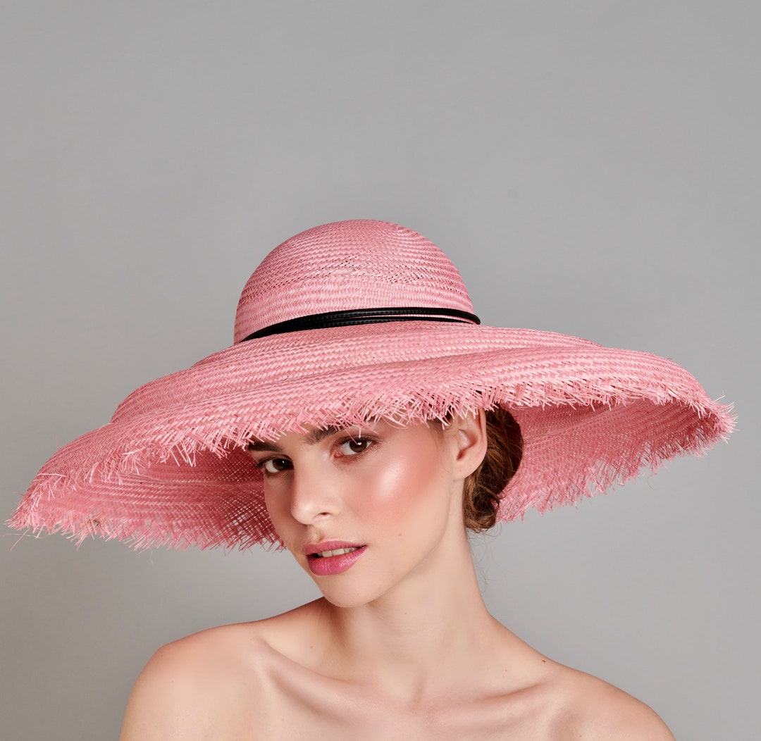 Lulu - Pink 3 Tier Buntal Straw Dome Hat, Ideal for Mothers of Bride ...