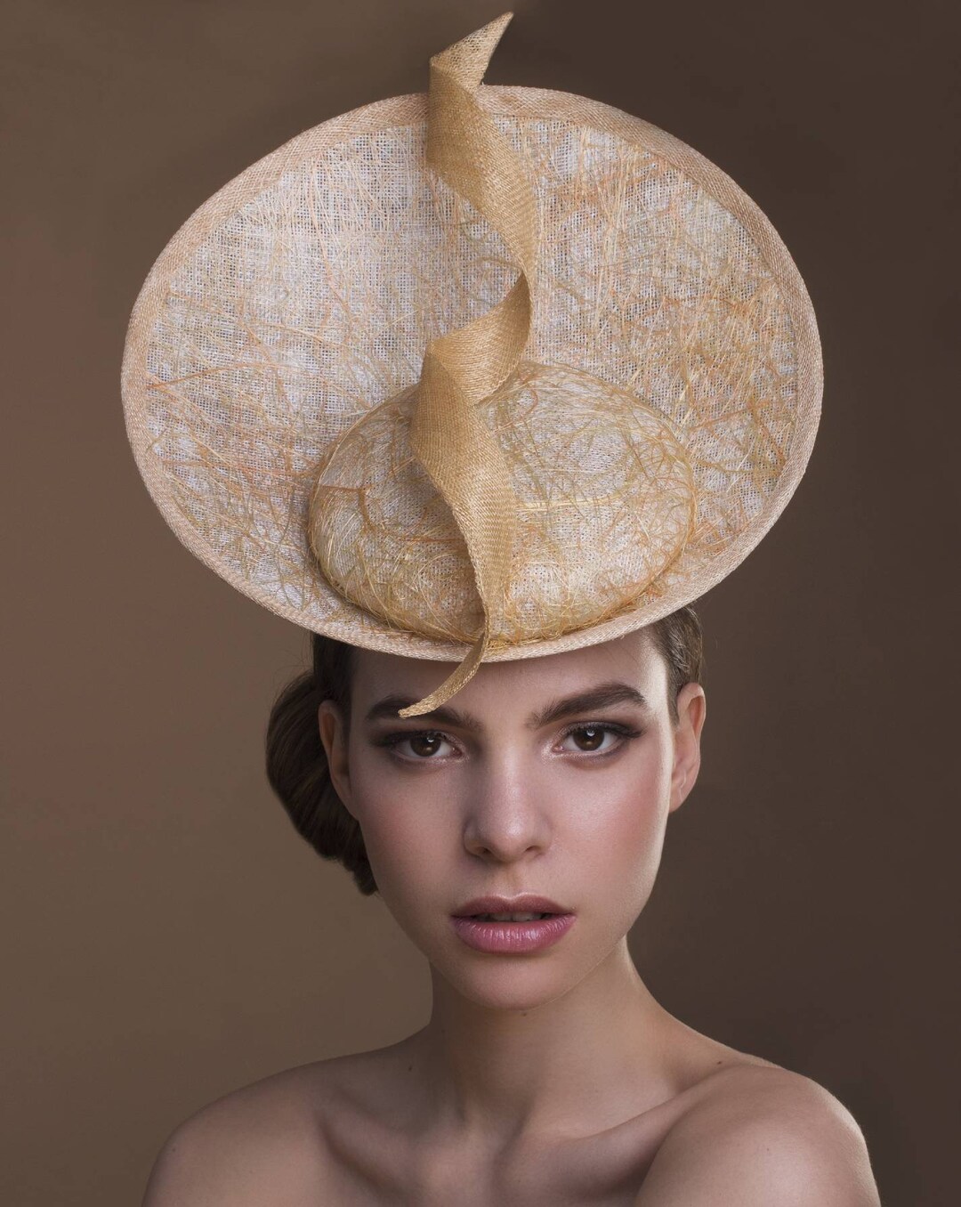 Natural Coloured Sinamay Percher With Spiral Detail. Ideal for Weddings ...