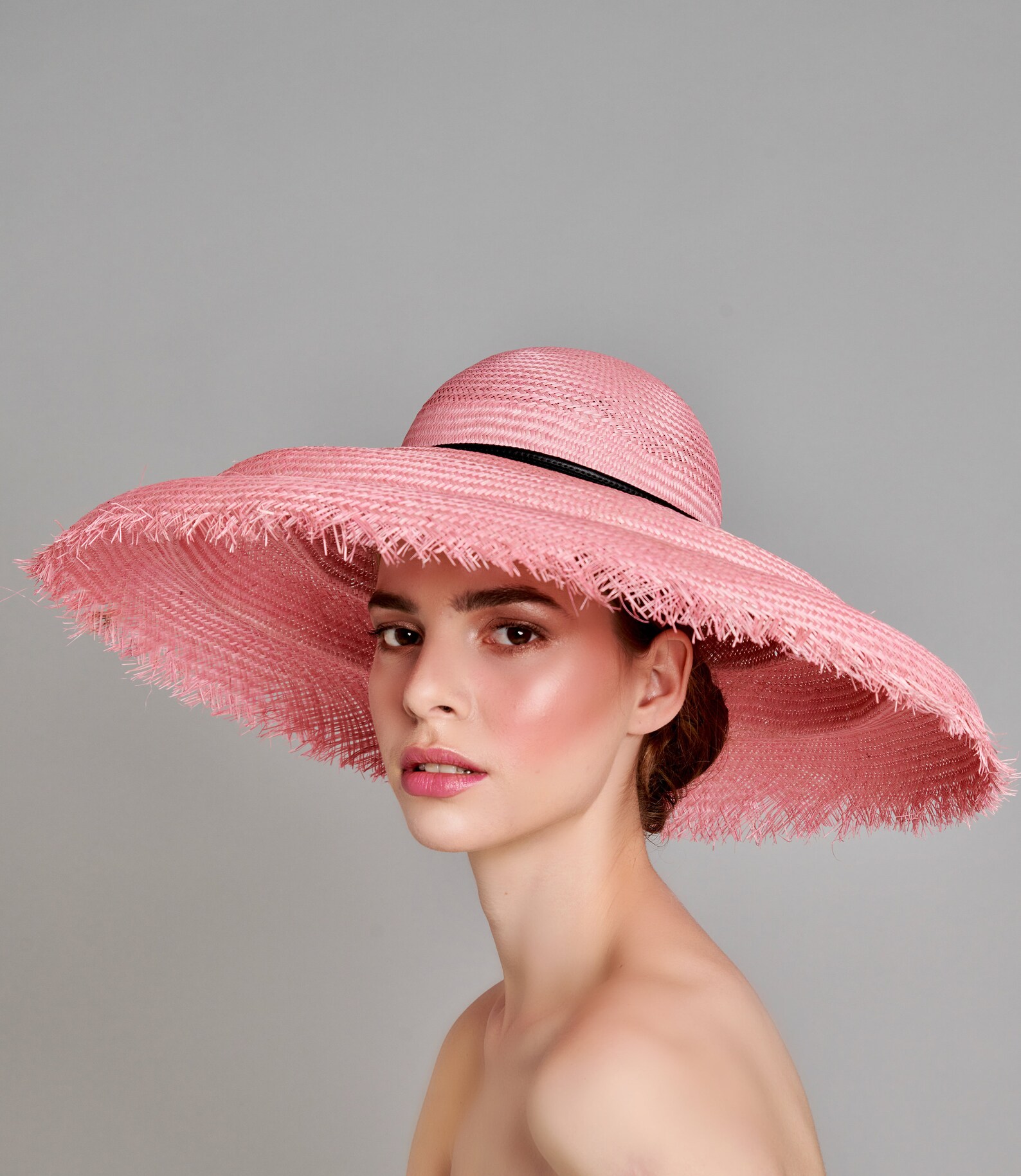 Lulu - Pink 3 Tier Buntal Straw Dome Hat, Ideal for Mothers of Bride ...