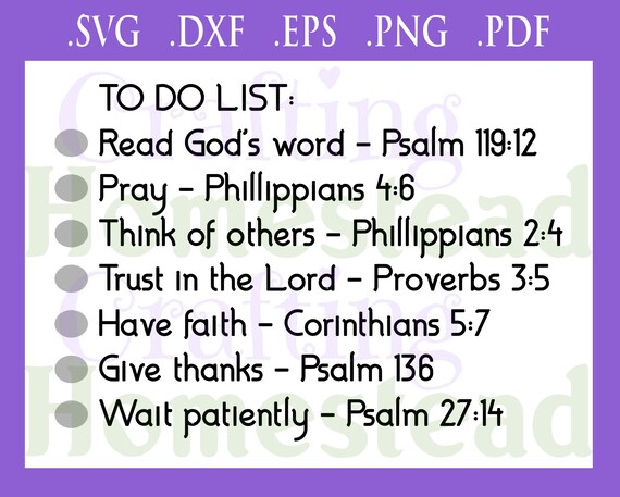 To Do List Read God Word Pray Think Others Trust the Lord Have - Etsy