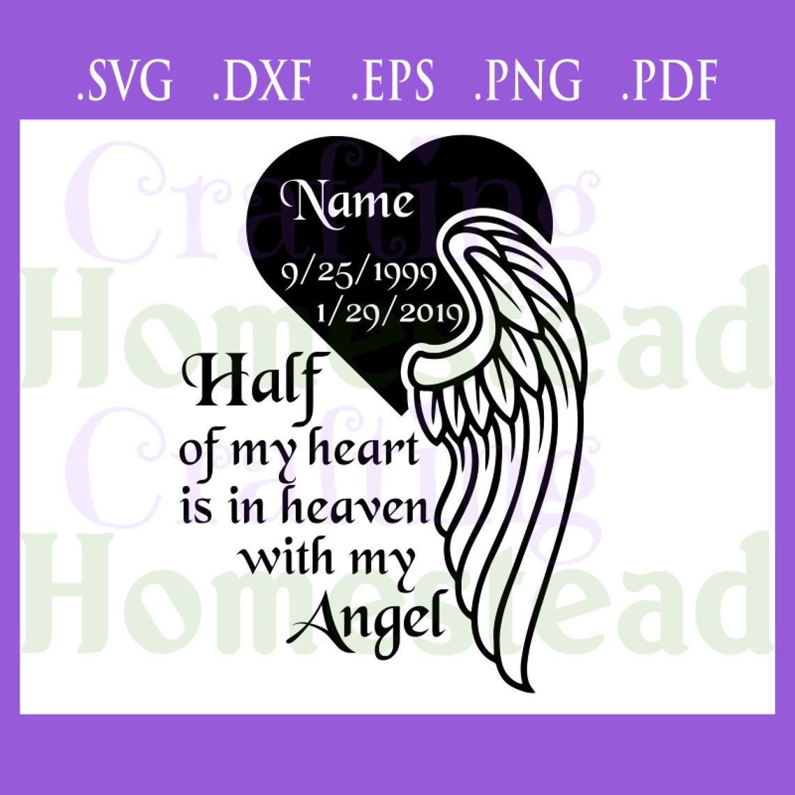 Angel Wing Memorial / Memory Always Remember Heart Wings - Etsy