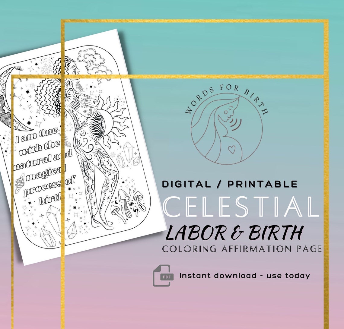 Pregnancy Birth Affirmation Coloring Page - Etsy