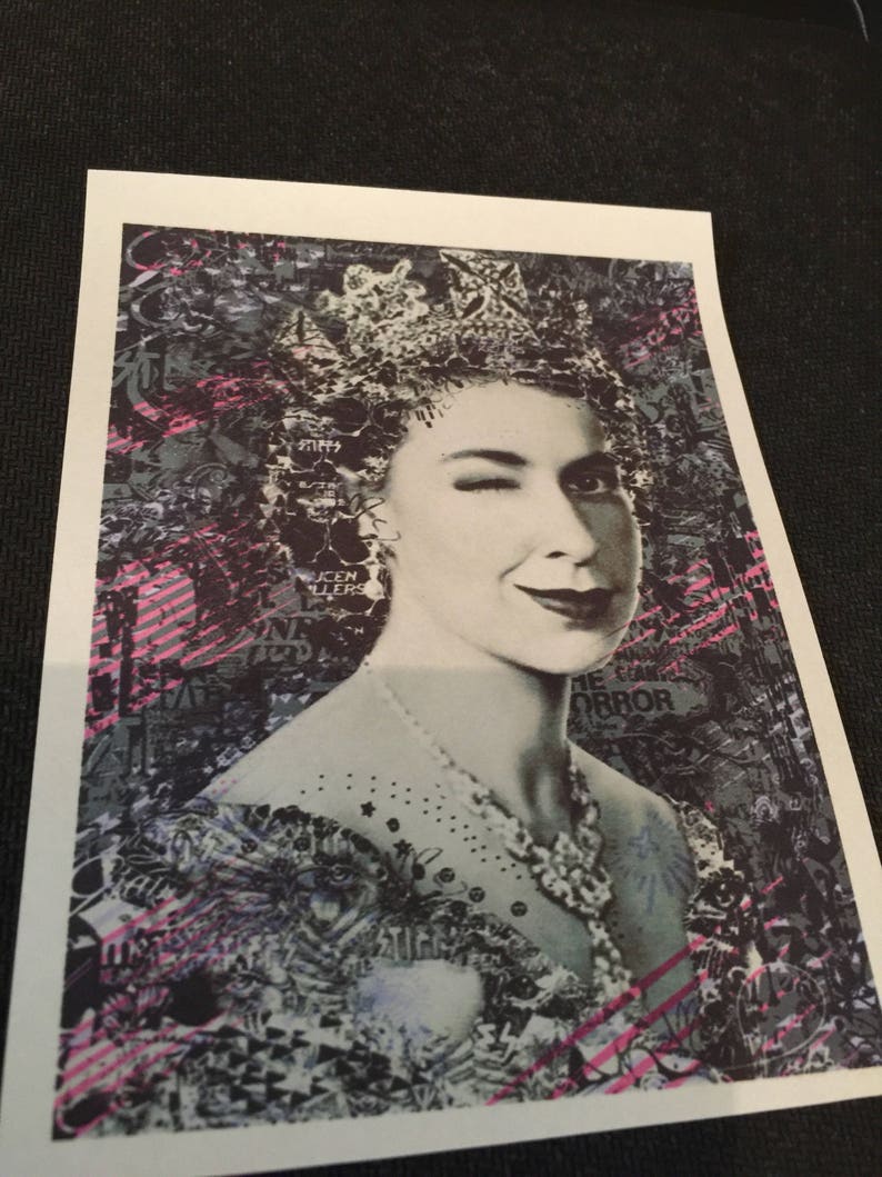 Queen Elizabeth Wink Poster Art Print Large Size - Etsy