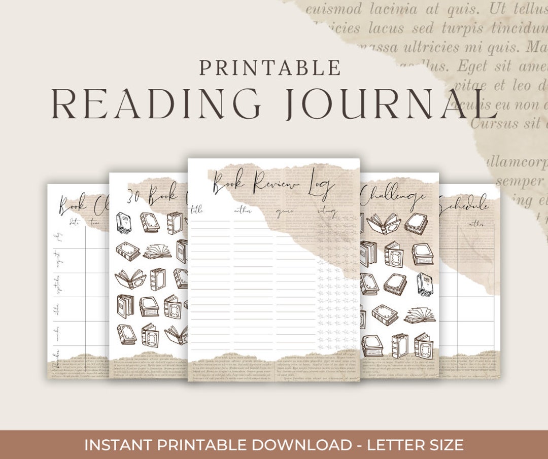 Bookish Printable Reading Journal Bundle - Etsy