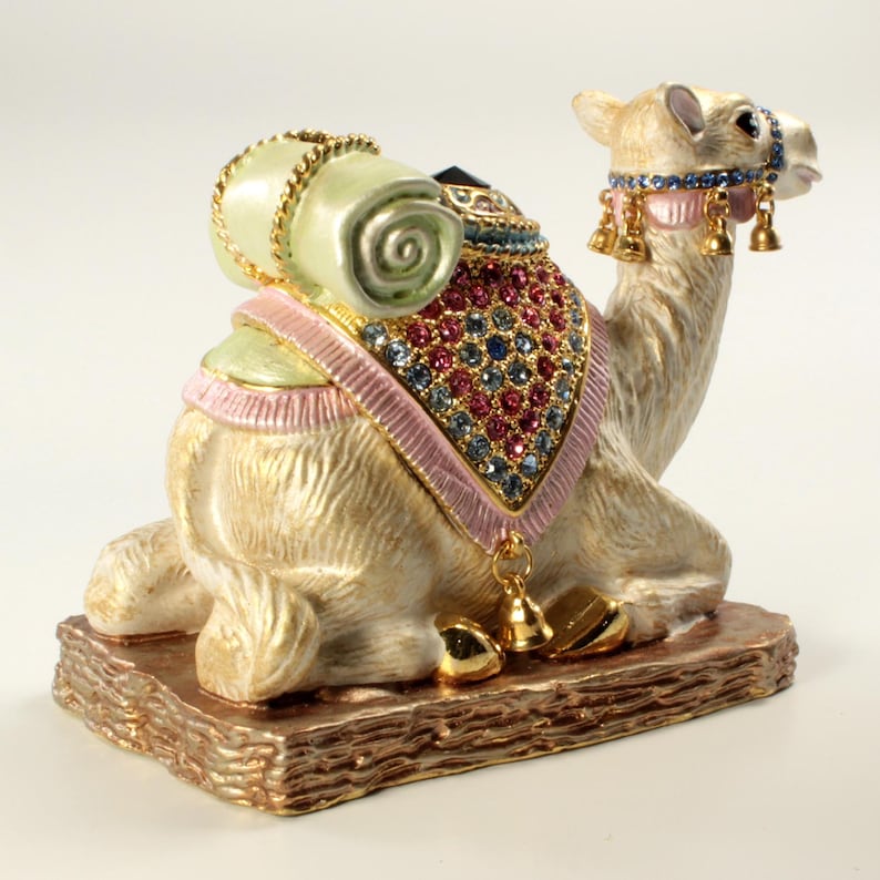 Bejeweled Camel Shaped Fabergé Style Trinket Box With Crystals, Enamel ...