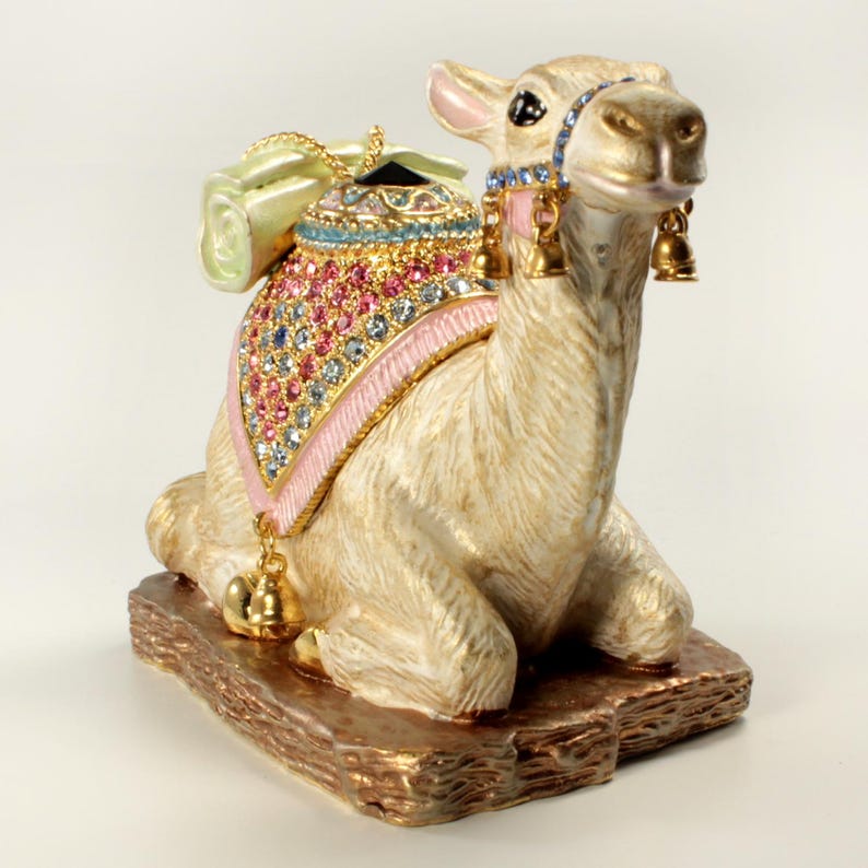Bejeweled Camel Shaped Fabergé Style Trinket Box With Crystals, Enamel ...